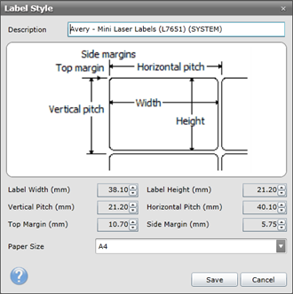 Editing Label Style Dimensions