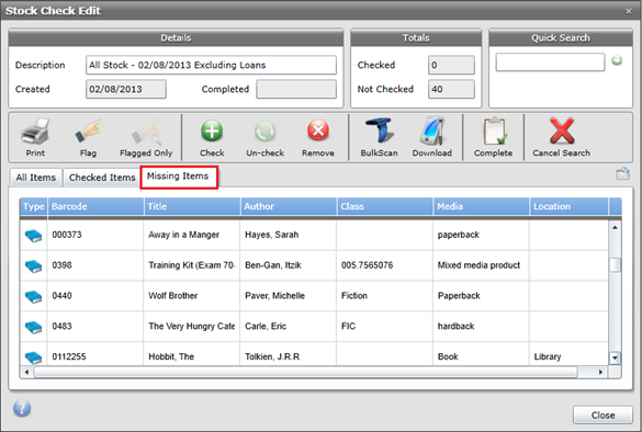 Searching in Stock Check
